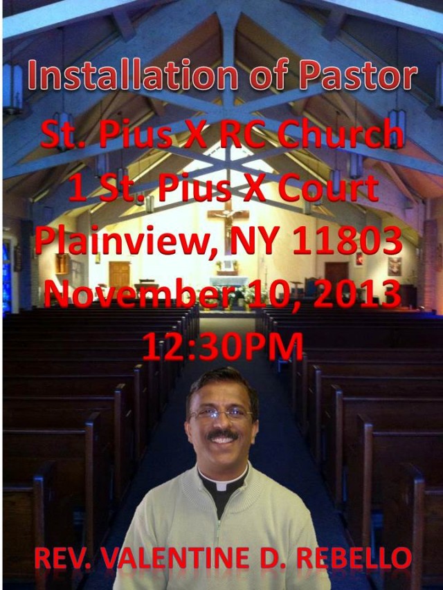 Installation of Pastor – Rev. Valentine D. Rebello @ St. Pius X RC ...