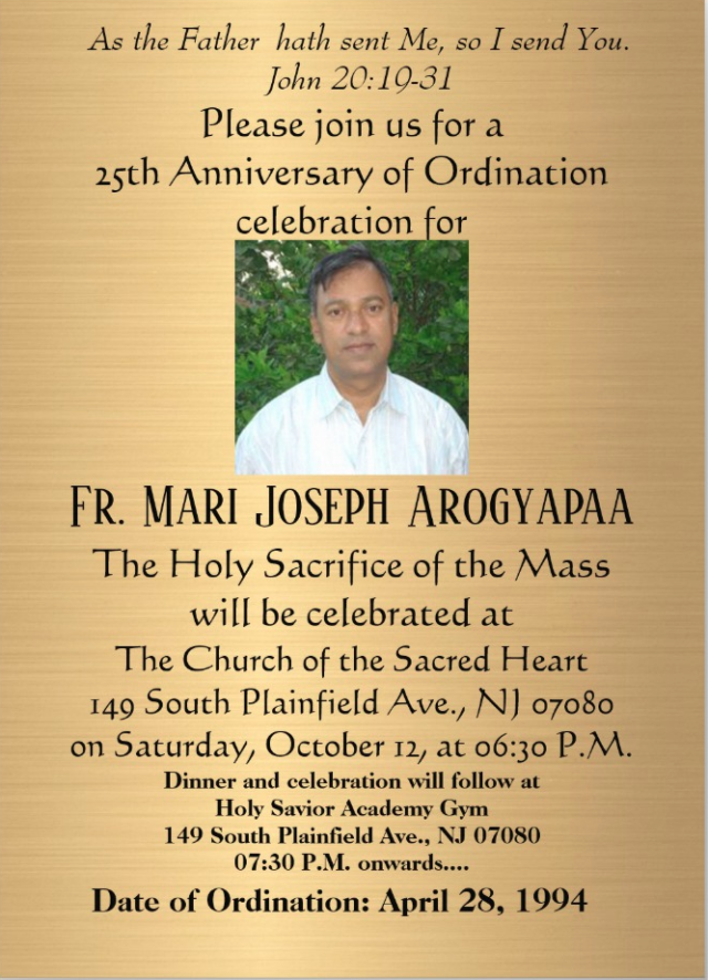 Silver Jubilee celebration of Priestly Ordination of Fr. Mari Joseph ...